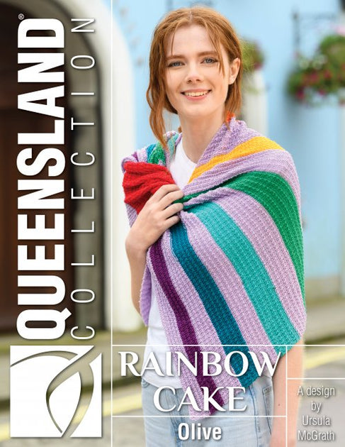 Olive Shawl Pattern for Rainbow Cake Yarn from Queensland Collection ...